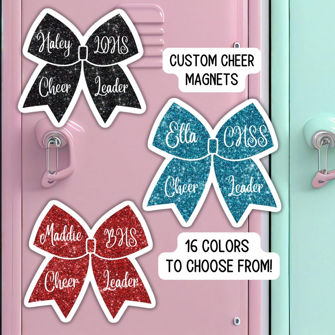Custom Cheer Name Bow Magnet Cheerleader Custom Personalized School ...