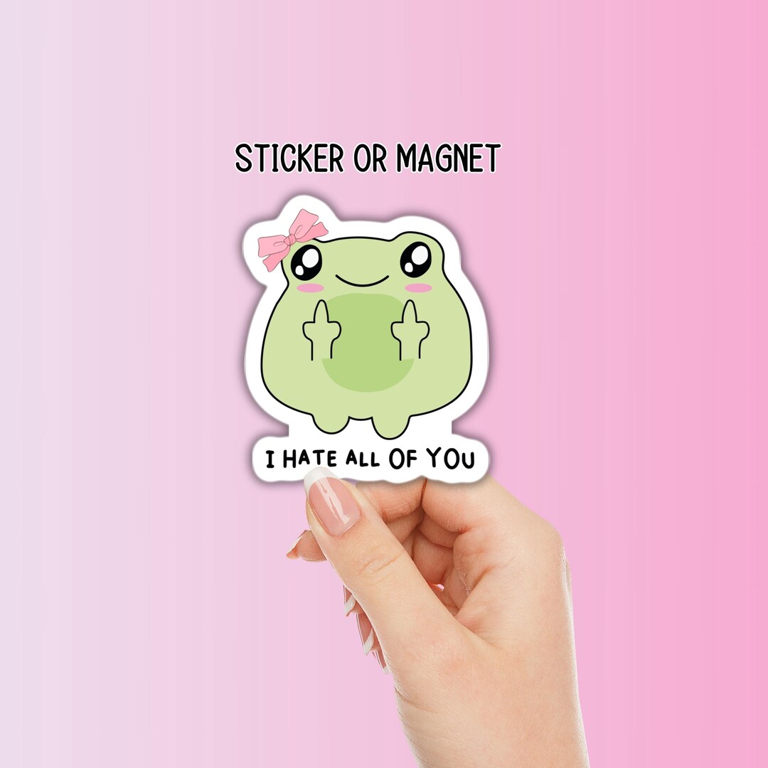 Coquette Bow Frog Funny Sticker Introvert I Hate All of You Sticker ...