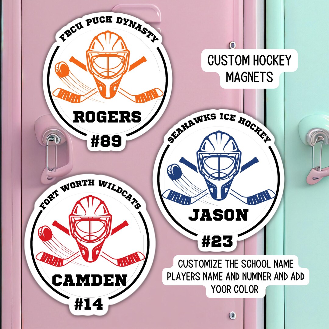 Hockey Custom Name Number Hockey Player Team Magnet Custom Personalized ...