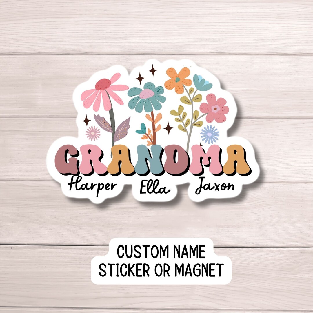 Custom Grandma Gift Sticker Personalized Grandma Custom Name Stickers ...