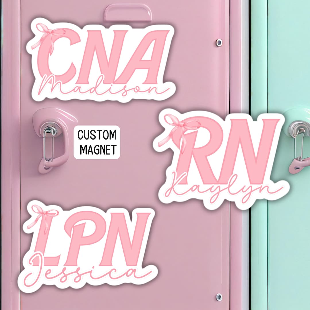 Coquette Nurse Custom Name Personalized Registered Nurse Magnet Sticker ...