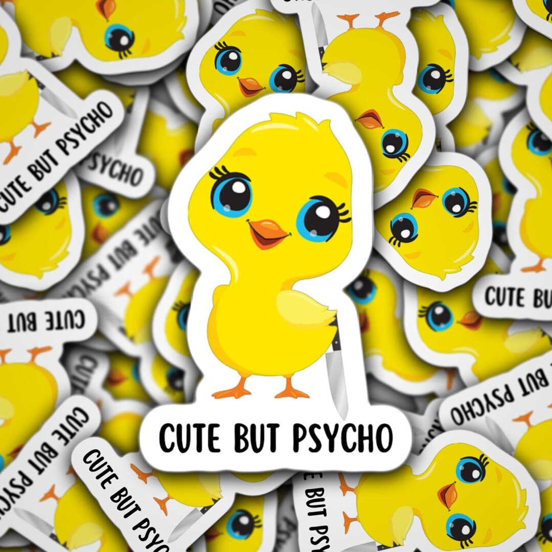 Cute but Psycho Sticker, Chick With Knife, Bestie Gift, Girlfriend Gift ...