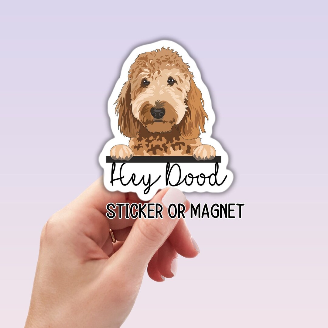Hey Dood Golden Doodle Sticker Magnet Doodle Mom Retro Golden Doodle ...