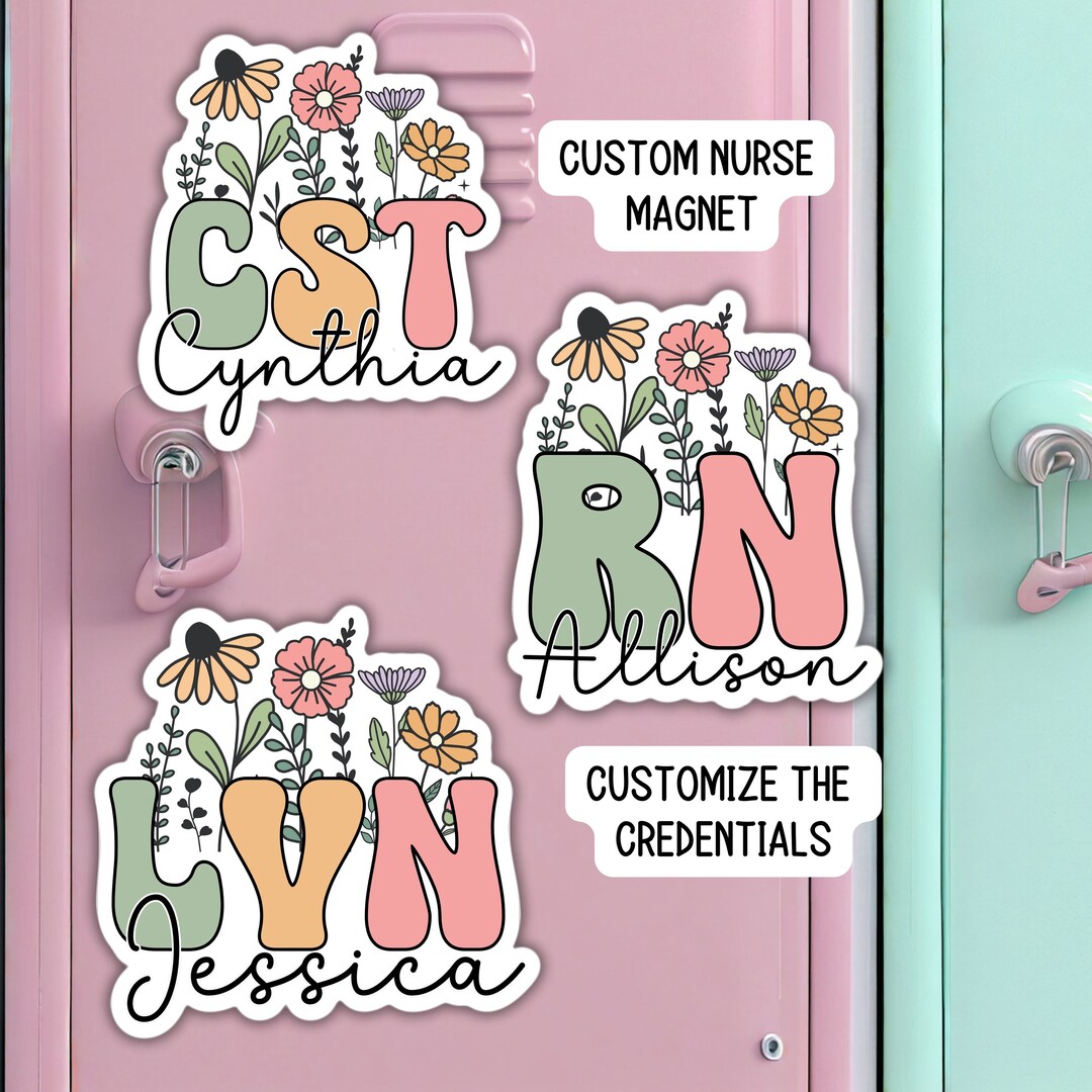 Registered Nurse Custom Nurse Name Personalized Nurse Magnet Sticker RN ...