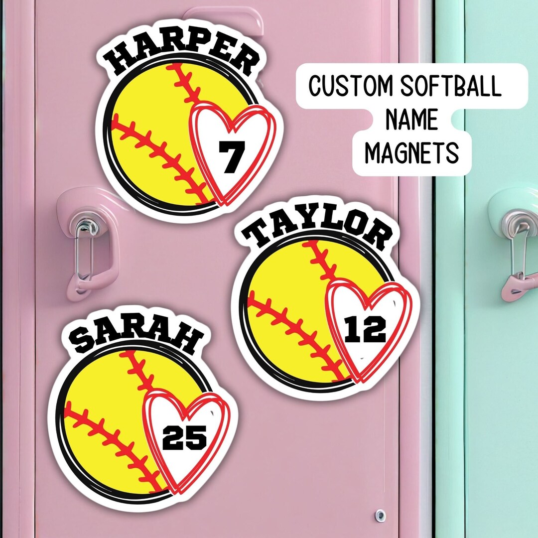 Softball Custom Name Magnet Softball Team Sports Name Personalized ...