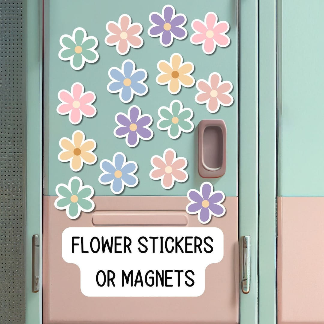 Retro Flowers, Locker Decor, Flower Magnet, Retro Flower Stickers, Boho ...
