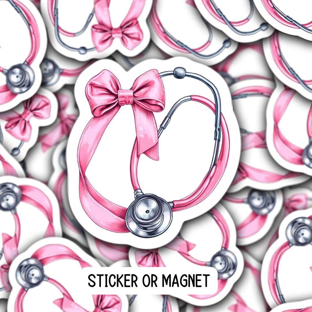 Coquette Nurse Sticker Stethoscope Pink Bow Nursing Student RN Gift ...