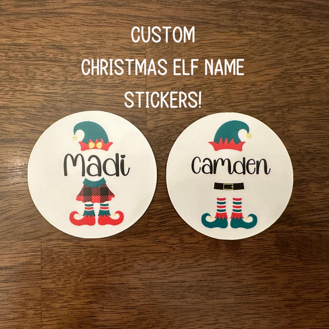 Christmas Personalized Stickers Elf Christmas Labels Alphabet Name Kids ...