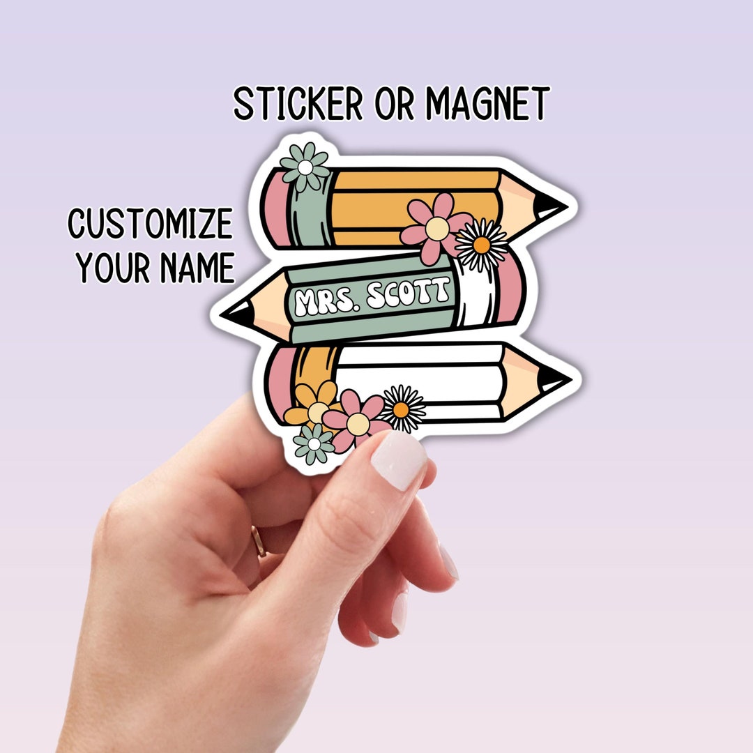 Custom Teacher Name Gift Back to School Teacher Name Sticker Custom ...