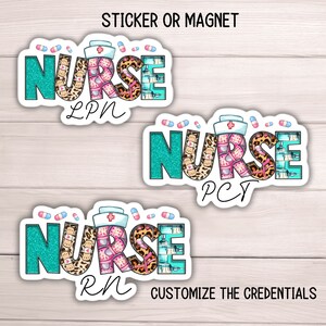 Registered Nurse Custom Nurse Name Personalized Nurse Magnet Sticker RN ...