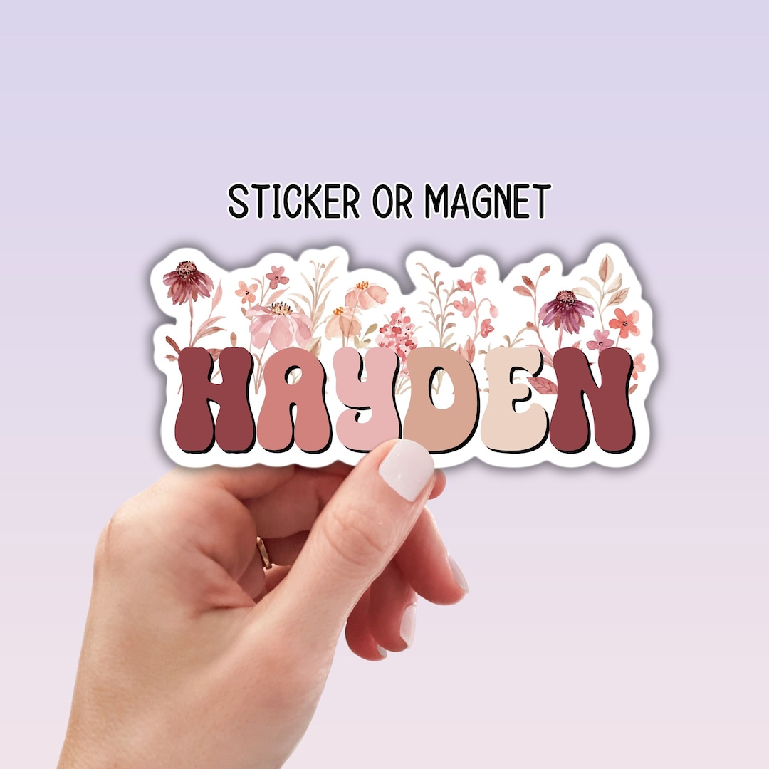 Retro Floral Name Sticker, Personalized Name Stickers, Custom Name ...