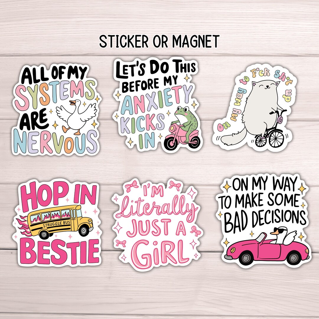 Funny Snarky Adult Meme Sticker Magnets Meme Witty Goose Frog Struggle ...