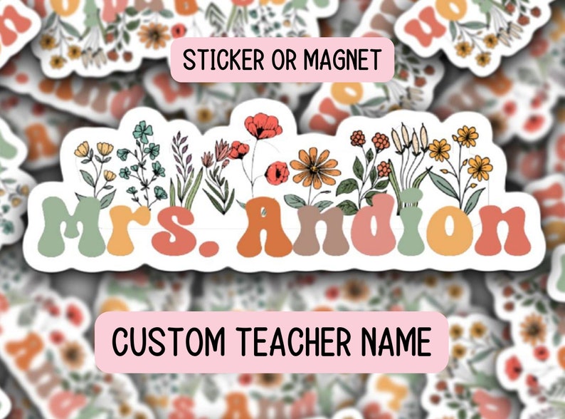 Custom Teacher Gift Teacher Name Sticker Personalized Teacher - Etsy