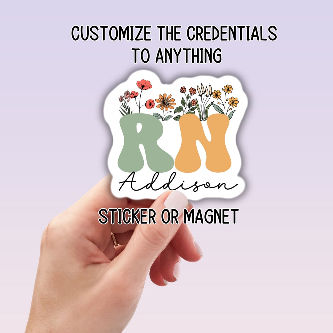 Custom Nurse Sticker Name Personalized Nurse Magnet Registered Nurse RN ...