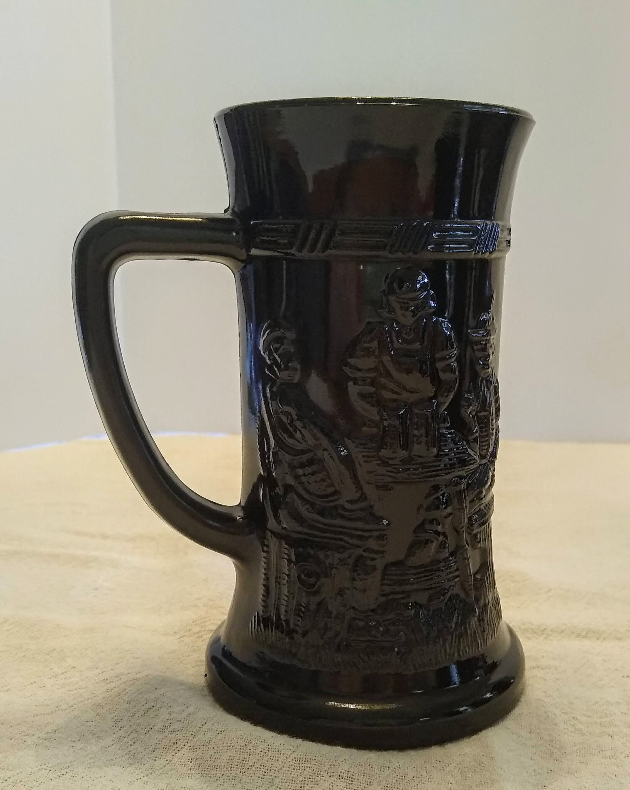 Indiana Glass Tiara Black Milk Glass Tavern Scene Mugs - Etsy