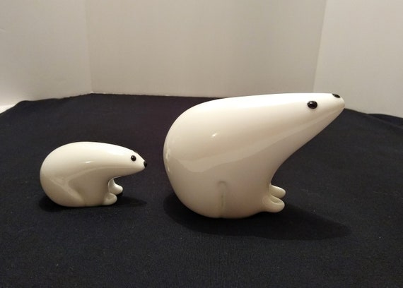 Art Glass Polar Bears in Heavy Solid Cased Glass - Etsy