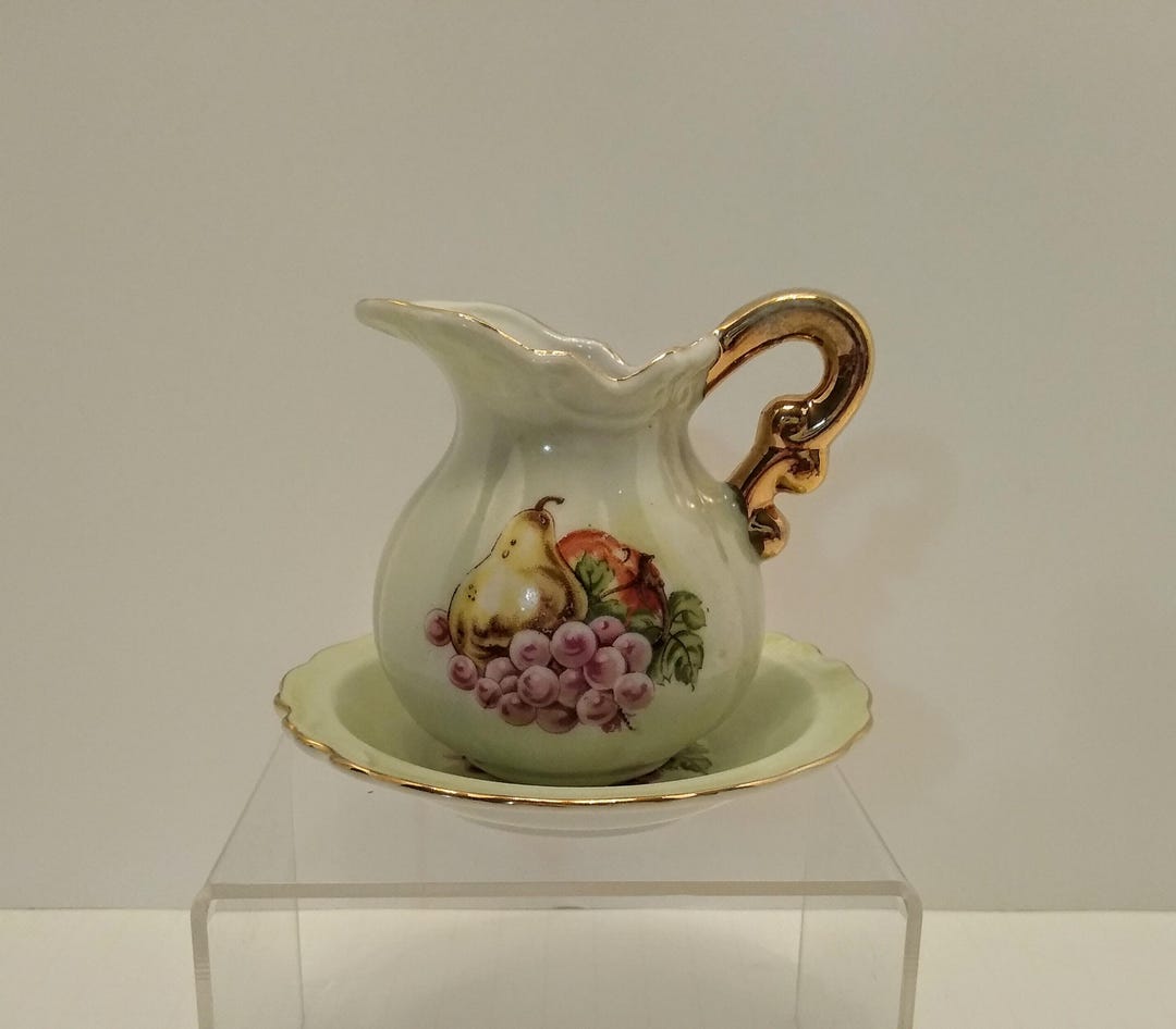Rubens Originals Miniature Porcelain Pitcher and Bowl; Fruit Design ...