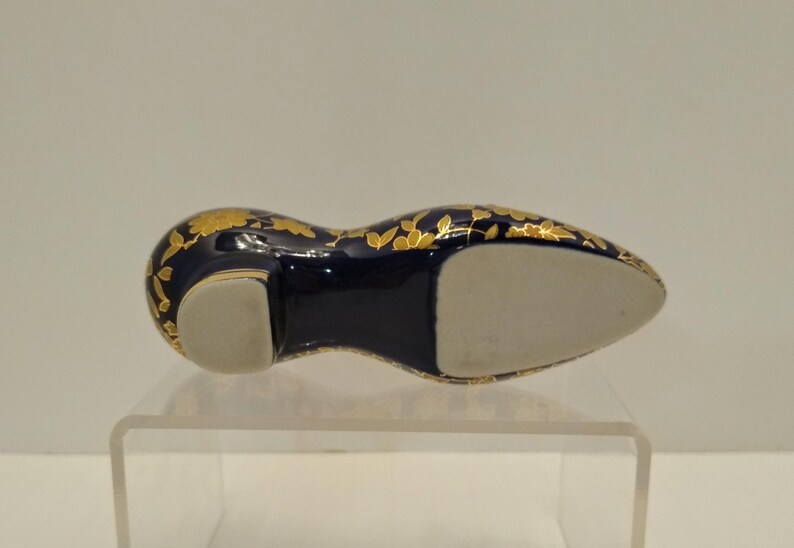 Vintage Blue Porcelain Shoe Figure With Gold Floral Design - Etsy