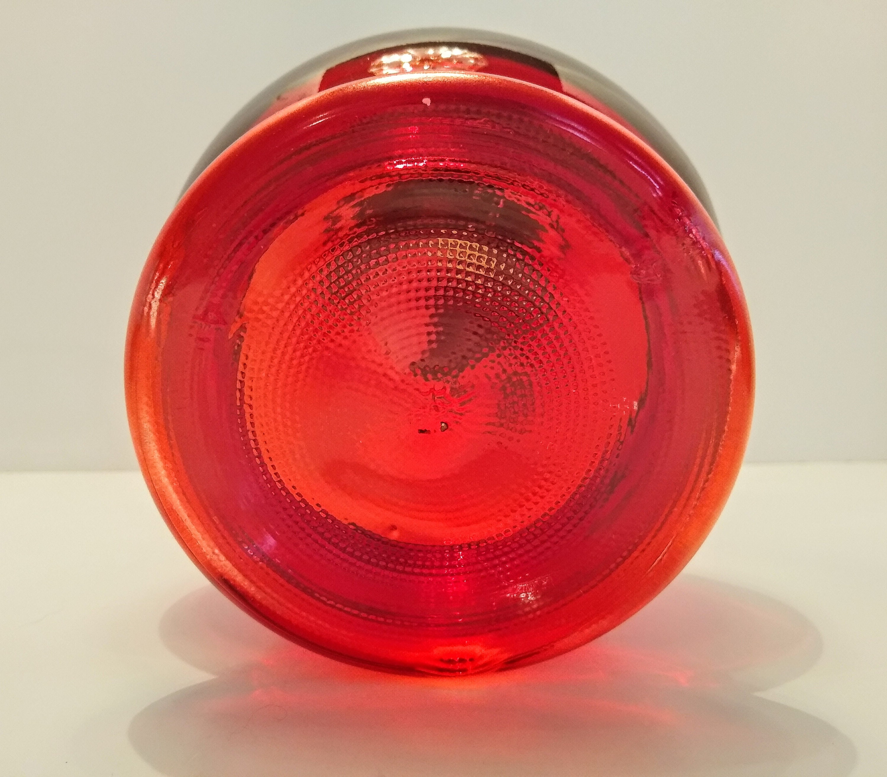 Vintage Oil Lamp With Ruby Red Flashed Base - Etsy