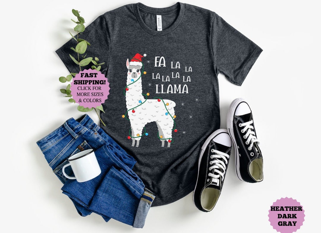 Christmas Fa La Llama Shirt, Xmas Animal T-shirt, Funny Llama ...