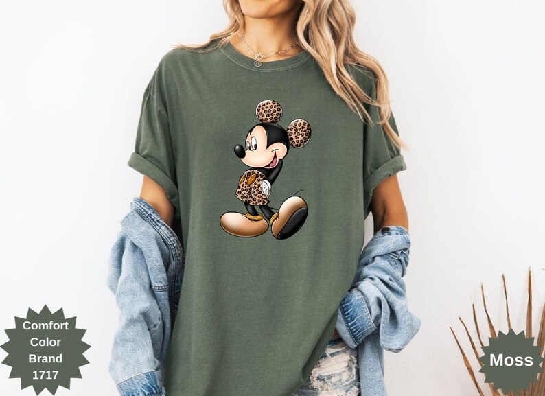Comfort Colors® Leopard Print Mickey Mouse Shirt, Disney Dad Shirt ...