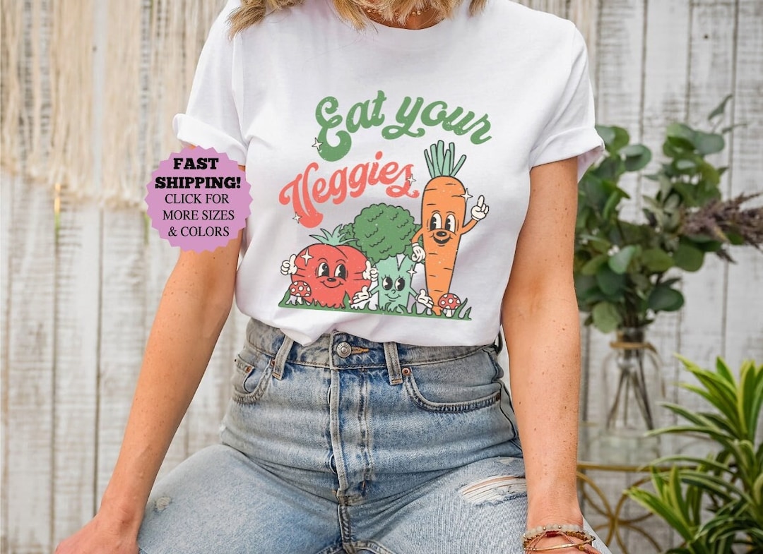 Eat Your Veggies Retro Graphic Shirt | Vegan Shirt | Farmers Market ...