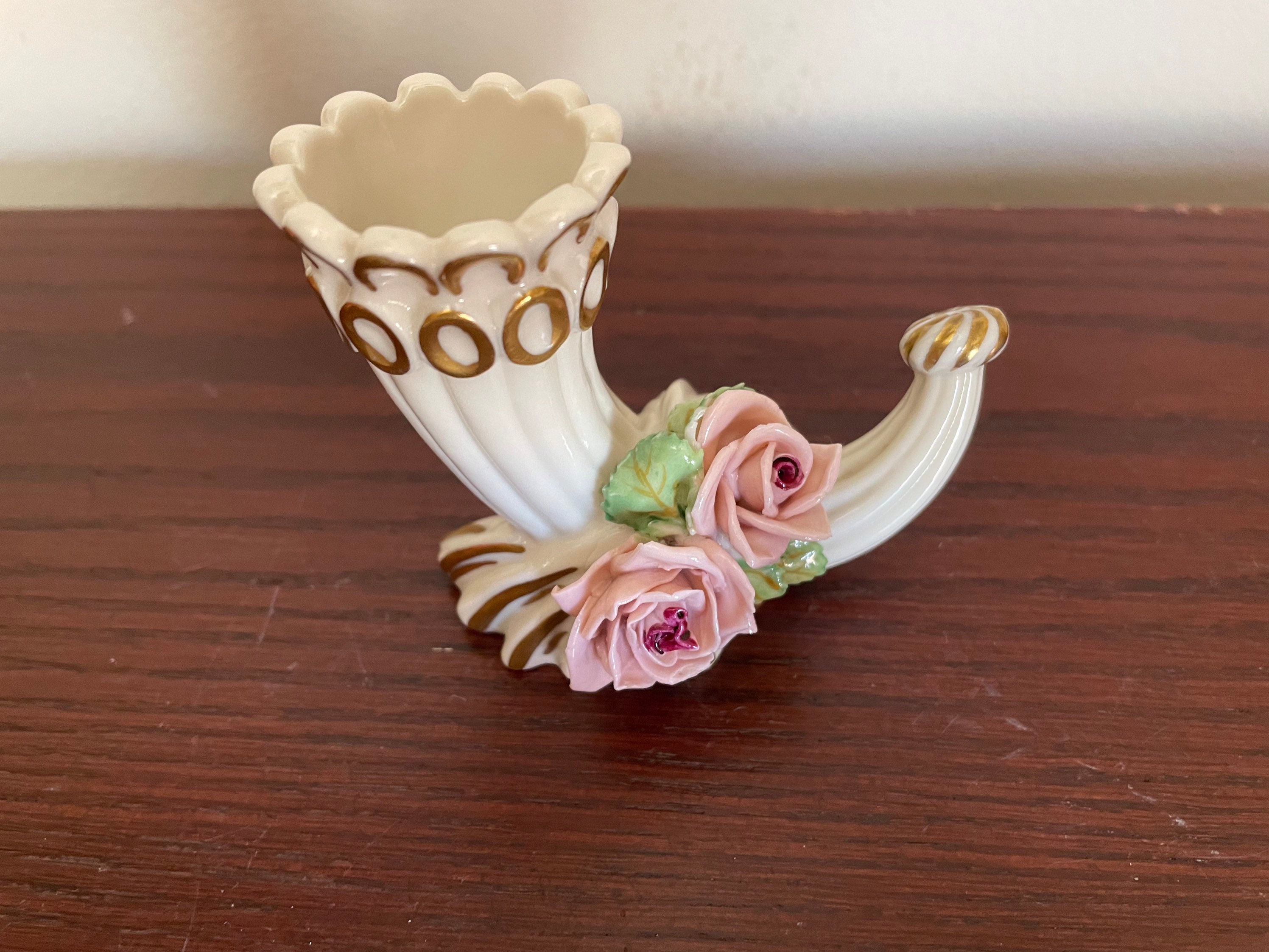 Set of Three Dresden Pink Roses Porcelain Accent Pieces - Etsy