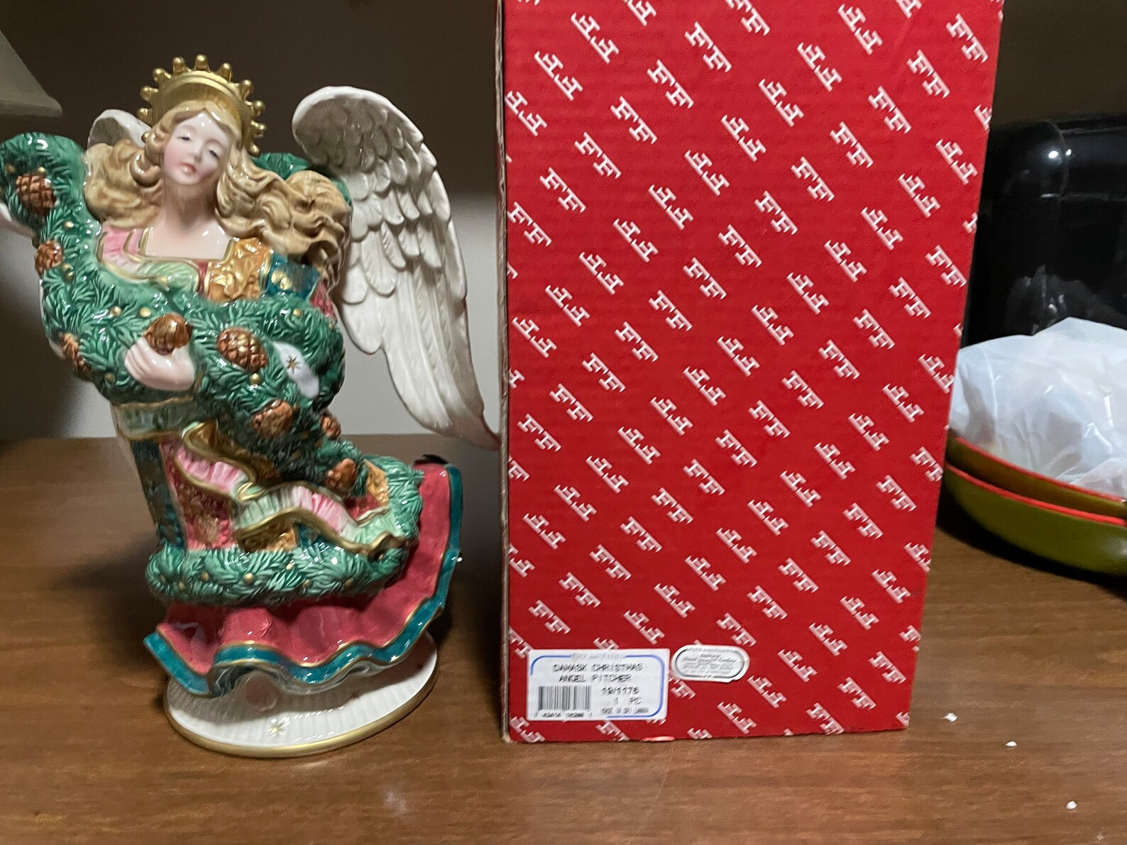 Vintage 1995 Fitz & Floyd damask Christmas Angel Figurine - Etsy