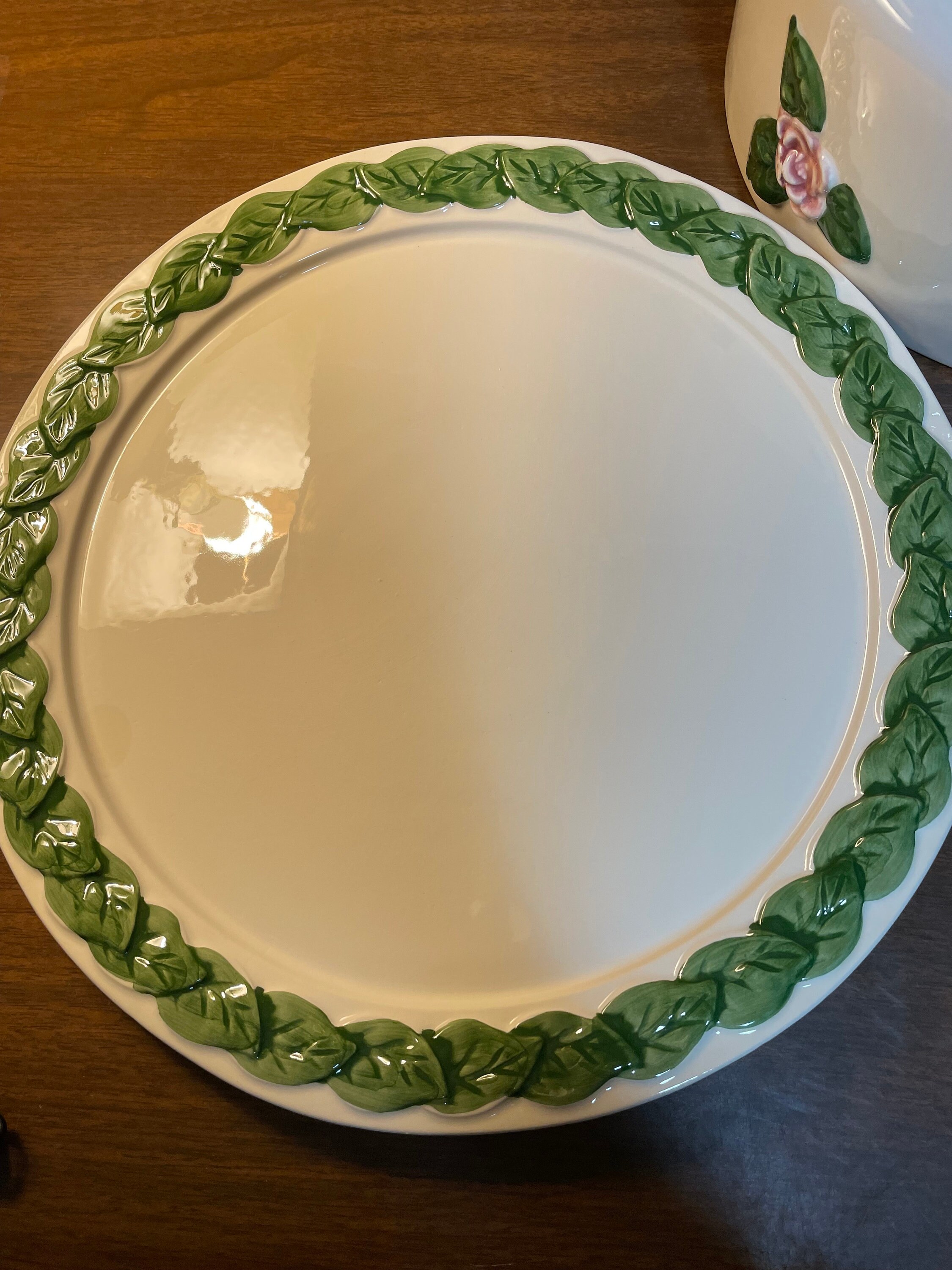 Vintage Large Ceramic Cake Plate With Dome Floral Pink Roses Cake Cover ...