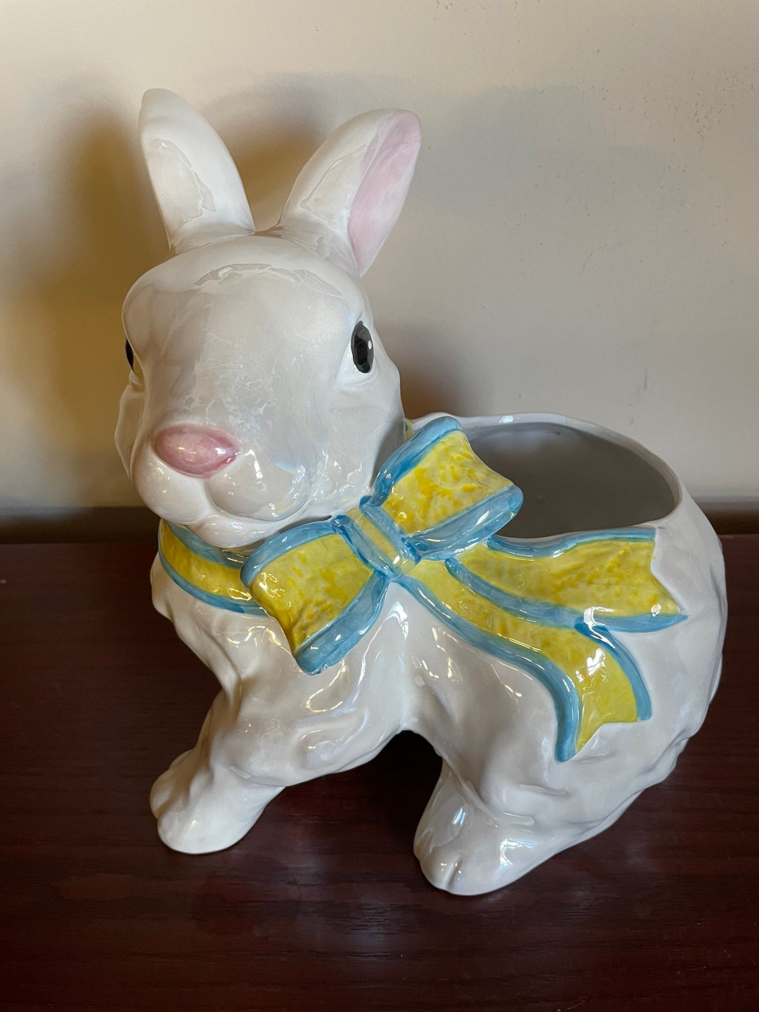 Large 12” Tall Ceramic Bunny Rabbit Planter, Plant Holder, Easter ...