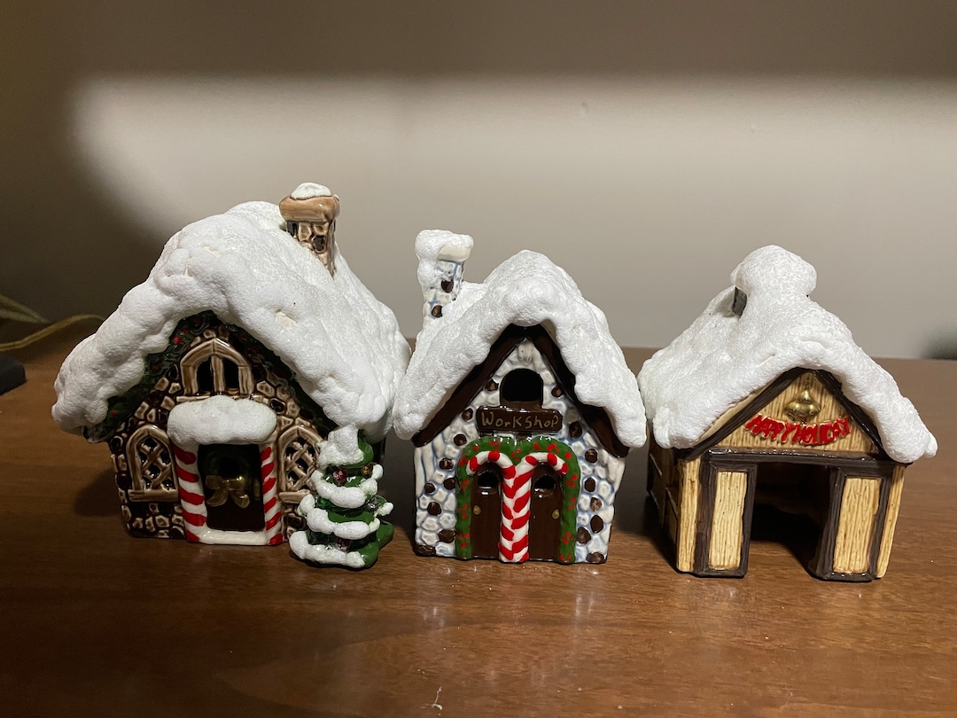 Set of 3 Ceramic Christmas House Decorations, Christmas Decoration, 6 1 ...