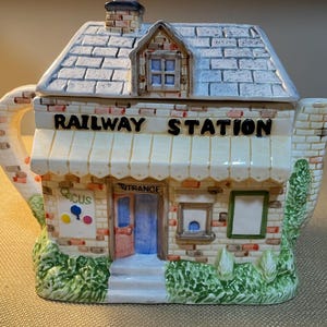 Vintage Ceramic Railway Station Teapot by Annie Rowe, Collectible ...