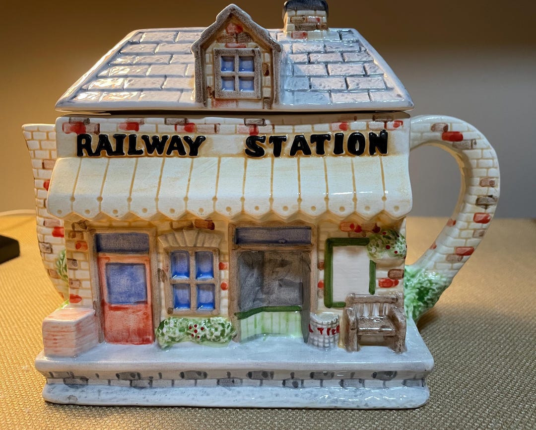 Vintage Ceramic Railway Station Teapot by Annie Rowe, Collectible ...