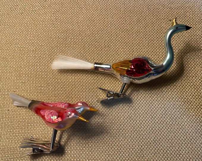 Set of 2 Vintage Christmas Clip on Glass Bird Ornaments, Read Details ...