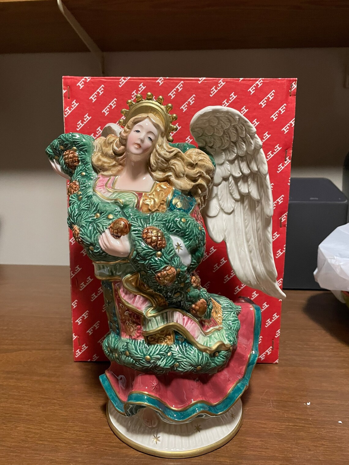 Vintage 1995 Fitz & Floyd damask Christmas Angel Figurine - Etsy