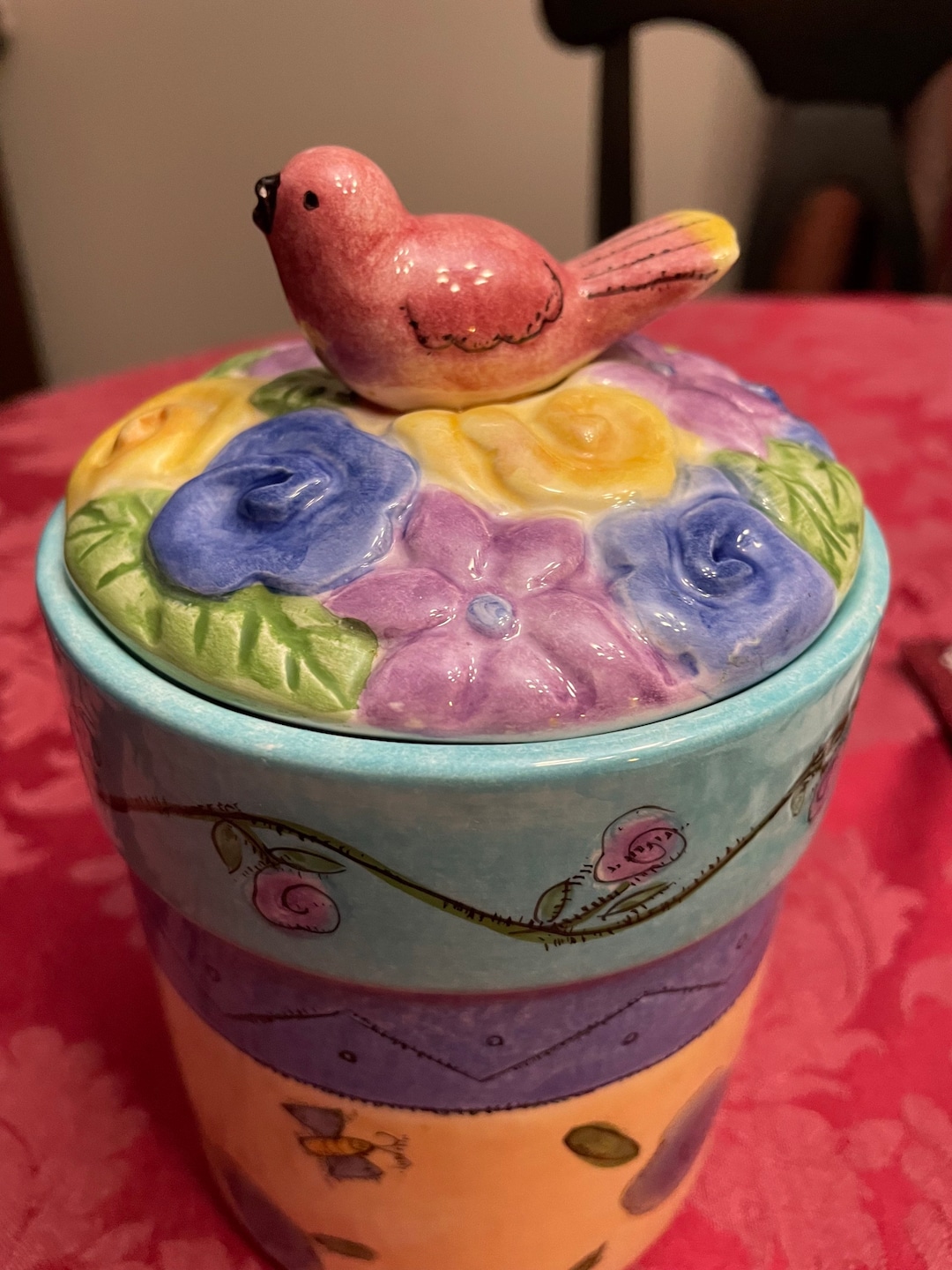 Sango 8 Ceramic Birds and the Bees Canister With Rubber Seal - Etsy