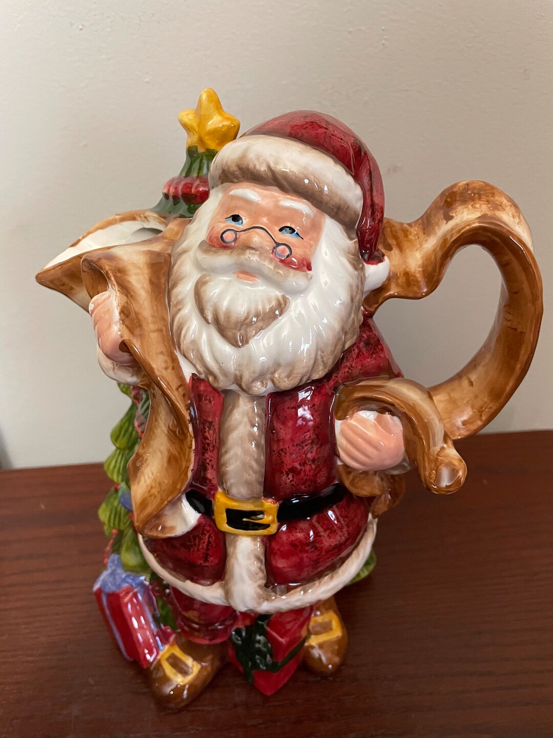 12” Ceramic Christmas Santa Claus Water Pitcher, Christmas Decoration ...