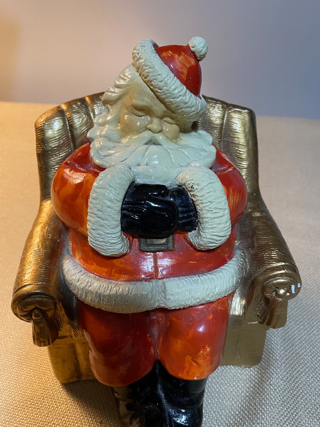 1948 Vintage Plaster Chalk Ware Sleeping Santa Claus in Chair Bank ...