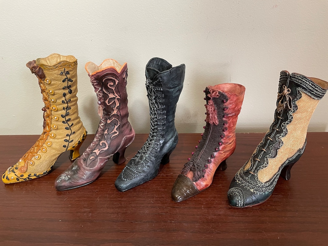 Lot of Five Resin 6 Vintage Boot Figurines, Decorations, Miniature Boot ...
