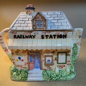 Vintage Ceramic Railway Station Teapot by Annie Rowe, Collectible ...
