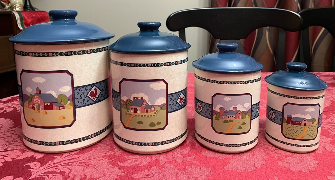 Country Scenic Ceramic Canister Set Made in Japan for Sears, Kitchen ...