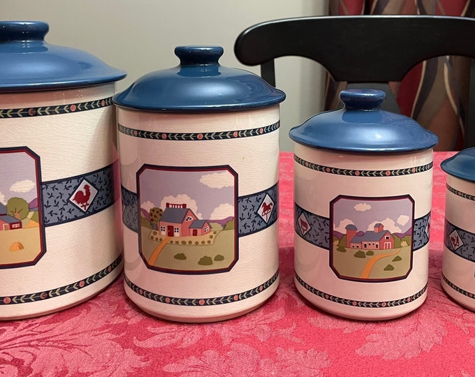 Country Scenic Ceramic Canister Set Made in Japan for Sears, Kitchen ...