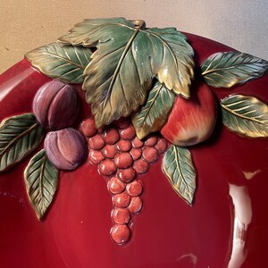 Vintage Fitz and Floyd Renaissance Large Maroon Ceramic Bowl, 13.5 ...