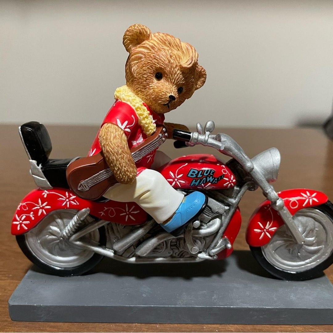 2004 Hamilton Collection “blue Hawaii” Elvis Bear on Motorcycle ...