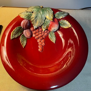Vintage Fitz and Floyd Renaissance Large Maroon Ceramic Bowl, 13.5 ...