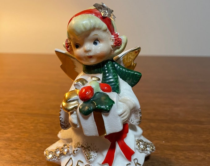 Vintage Lefton December Angel With Rhinestones Figurine Made in Japan ...