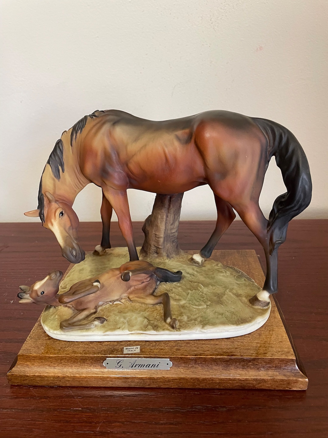 1980s Giuseppe Armani Mare & Foal Horse Statue, Figurine Made in Italy ...