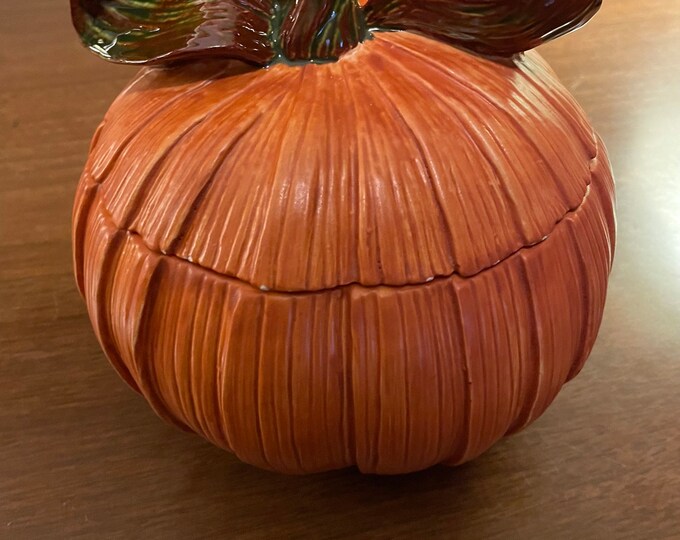 Decorative 8” Tall Ceramic Pumpkin With Lid Bowl, Candy Bowl, Autumn ...