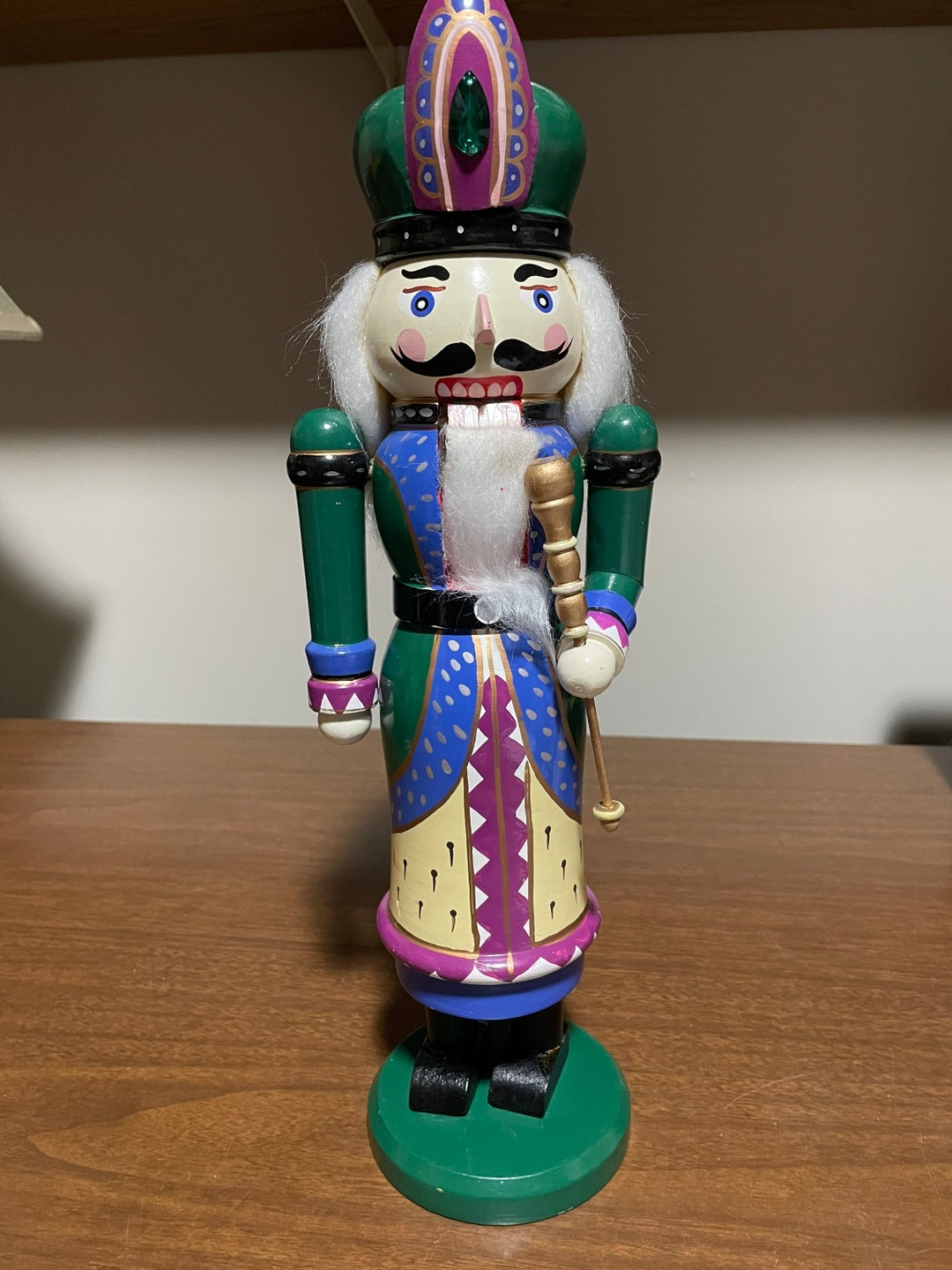 Large 15” Tall Green & Purple Nutcracker, Christmas Decor, Please Read ...