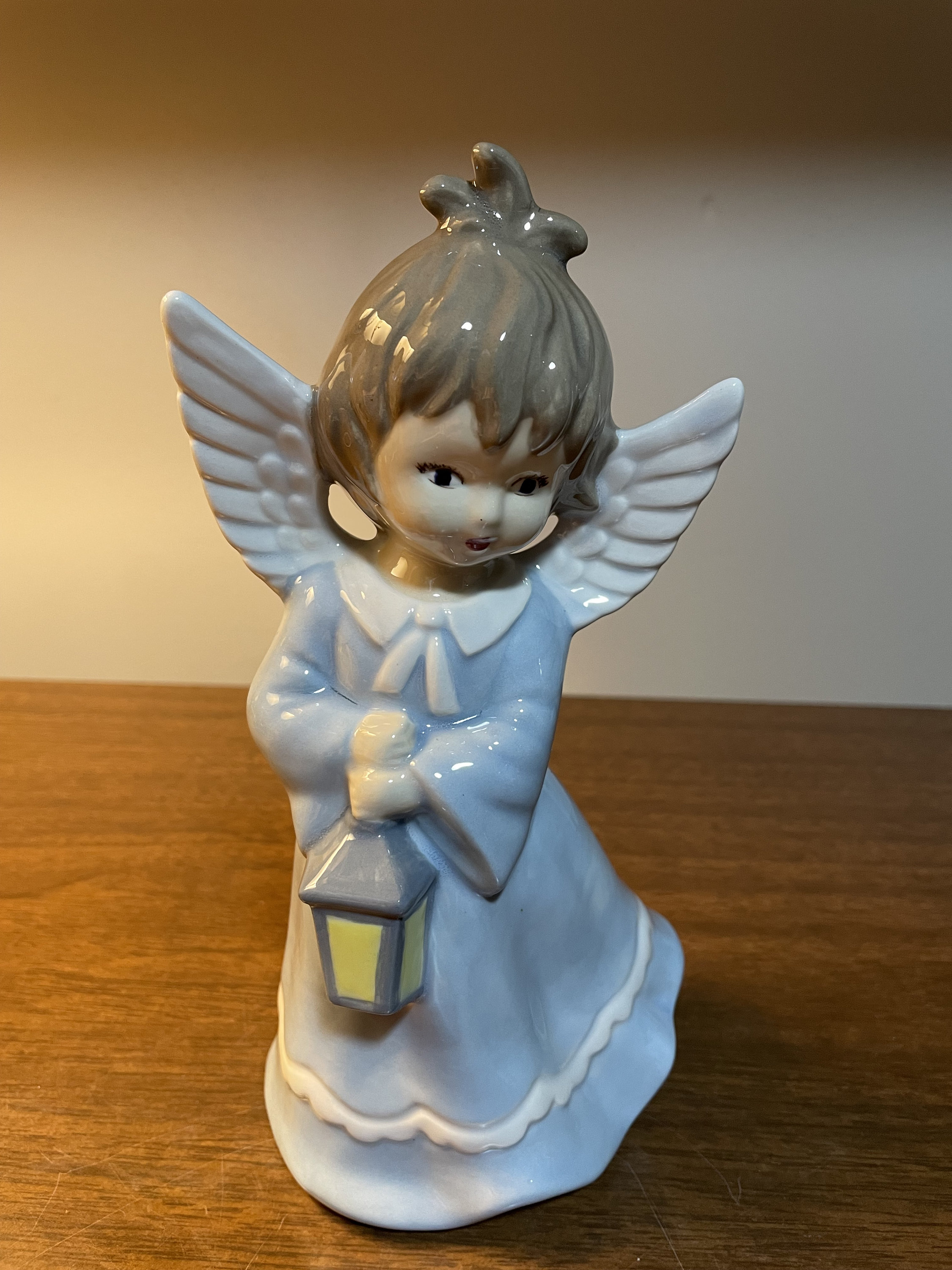 Vintage 8 Tall Porcelain Blue Girl Angel Holding Lantern - Etsy
